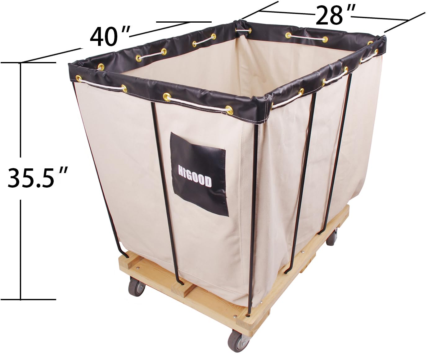 HIGOOD Canvas Basket Bulk Truck,Service Carts 16 Bushel Knock Down Truck, 20.0 cu. ft, 600 lb, 40" L X 28" W X 35.5" H Capacity