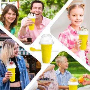 Slushy Maker Cup, DIY Magic Slushy Maker Squeeze Cup, Portable Smoothie Squeeze Cup for Juices, Milk and Ice Cream Make, Double Layers Silica Cup with Lid & Straw for Kids, Friends, Family (Yellow)1