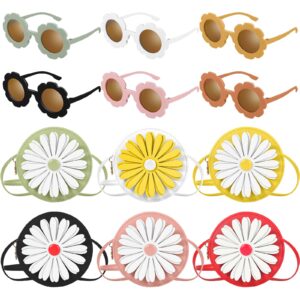 paterr 12 pcs round flower sunglasses for woman daisy flower shaped cute princess glasses purse set outdoor beach women gift(daisy)