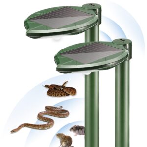 maxfetched Solar Snake Repellent Ultrasonic Outdoor with LED Light, Sonic Mole Repeller Solar-Powered, Snake Mole Vole Gopher Away for Lawn Yard 2PK