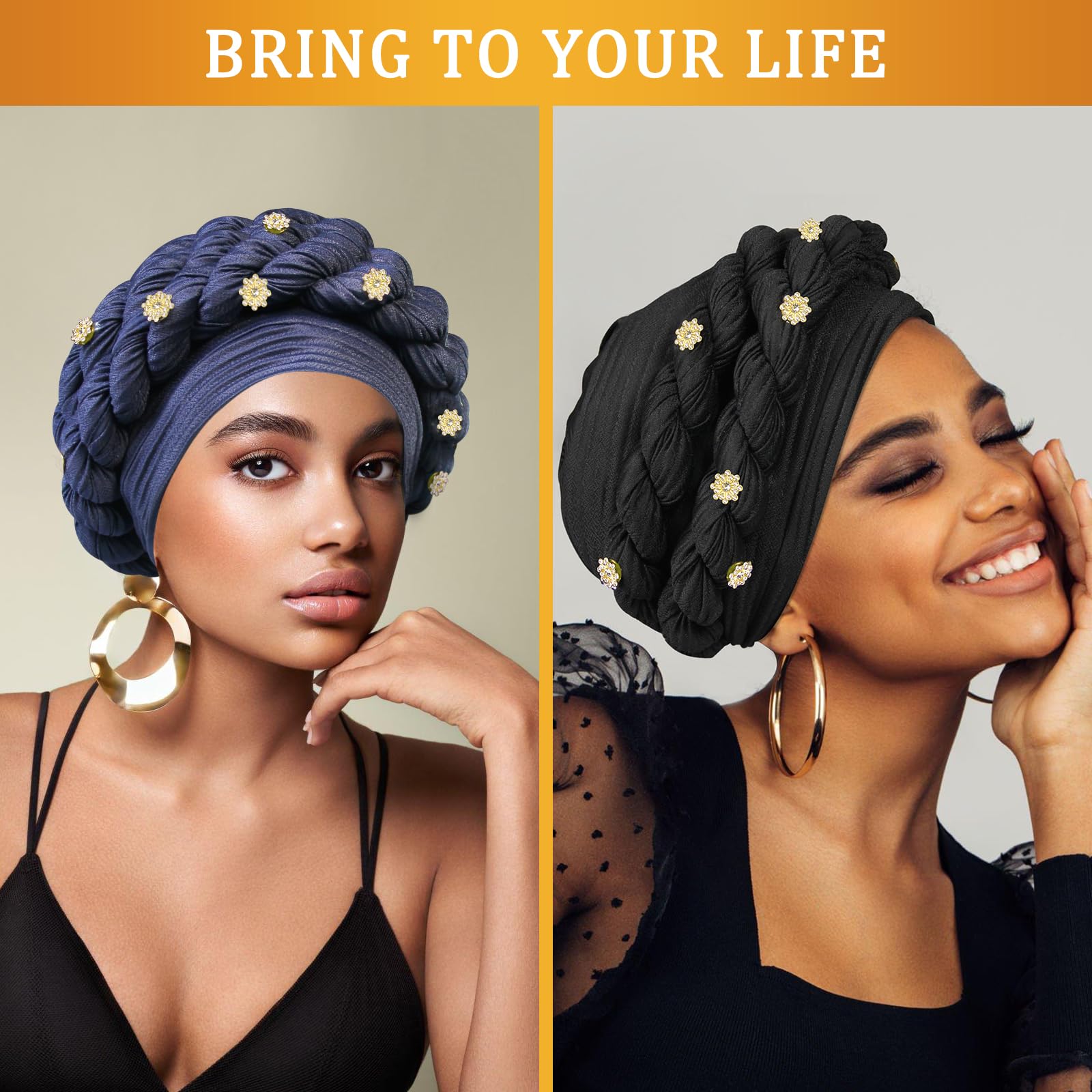 3 PCS African Braid Head Wrap, Twisted Braid Hat Turban Headscarf, Head Coverings Headwrap for Black Women