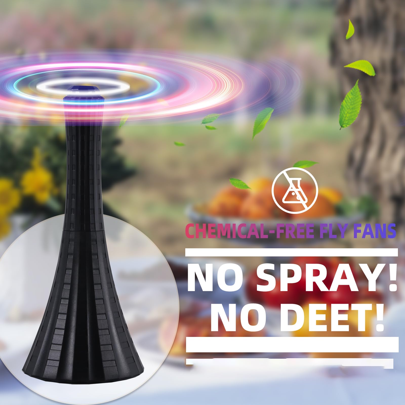 MASUCVE Fly Fans for Tables Rechargeable, Fly Fans for Outdoor Tables, 1800mah Large Capacity Fly Table Fans with Soft Blades, Food Fans, USB Table Top Fly Spinner Rechargeable, 4PCS