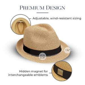 CARKELLA by Wallaroo Unisex Del Mar Trilby Fedora – Short Brim, Packable Design and Adjustable Sizing – Classic and Stylish Sun-Smart Hat for Casual Everyday Wear (Medium/Large, Beige)