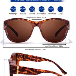 Xfeel Trendy Sunglasses Over Glasses Women, Oversized Sun Glasses Women with UV Protection Over Prescription Eyeglasses