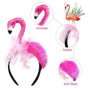 CARMELIT Creative Flamingo Hat Hawaii Pink Flamingo Headband Hair Tropical Accessories Flamingo Party Supplies Cute Flamingo Costume for Women