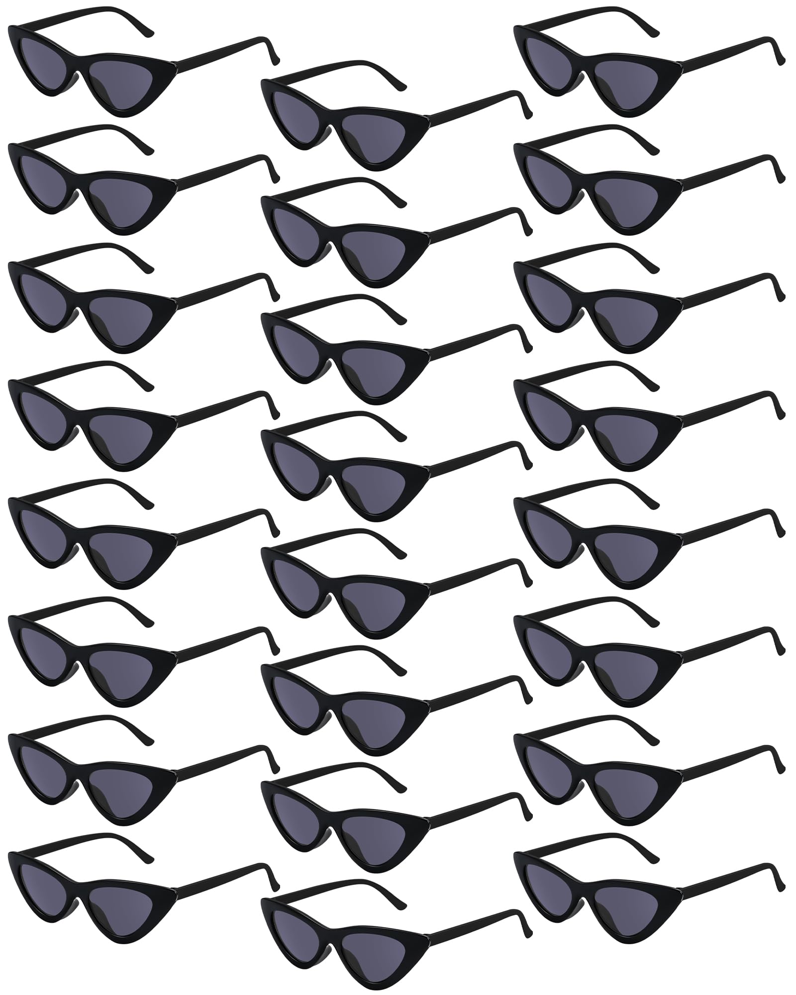 Kanayu 24 Pairs Retro Cat Eye Sunglasses for Women Vintage Sunglasses Trendy Goggles Plastic Frame Sunglasses for Party (Black)