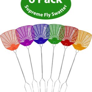 Supreme Bug & Fly Swatter 6-Pack – Braided Metal Handle 6 Pack Fly Swatters, Multi Pack Colors, – for Indoor/Outdoor – Flyswatter