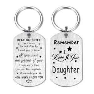 resdink daughter keychain gifts - to my dear daughter, i love you daughter birthday key chain, best graduation gifts for our daughter proud of daughter teen girl, christmas gifts for adult daughter