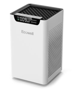 air purifiers for home bedroom up to 1185 sq ft with air quality sensors, h13 true hepa filter, 24 db quiet desktop airpurifier clean 99.97% of dust, pet hair, smoke, pollen, ecowell eap260, white