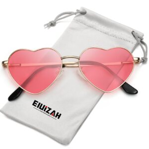 eiuizah polarized heart sunglasses for women men - cute trendy sun glasses metal frame uv400 protection lens