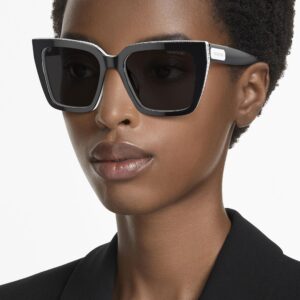 SWAROVSKI SK6013 Sunglasses, Black/Dark Grey Polarized, 54 mm