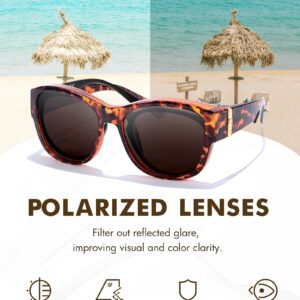 Xfeel Trendy Sunglasses Over Glasses Women, Oversized Sun Glasses Women with UV Protection Over Prescription Eyeglasses