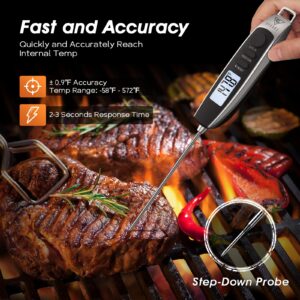 DOQAUS Digital Meat Thermometer, Instant Read Food Thermometer for Cooking Kitchen Candy with Super Long Probe for Turkey Water Grill Smoker Oil Deep Fry