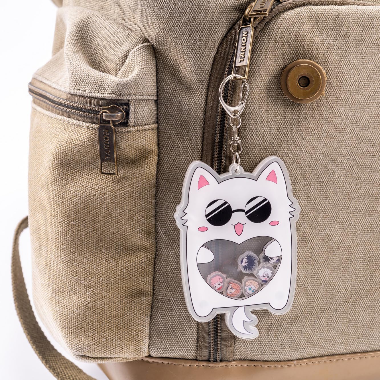 NoveltyShopFun Cute Cat Keychain Anime Cat Keychain Keyring for Backpack Bag Jewelry Accessories for Men Women (white cat)