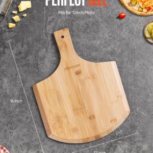 Pizza Peel 12 Inch, Natural Bamboo Pizza Peel Pizza Paddle Spatula Oven Accessory for Large Wood Pizza Board For Transferring & Serving, Wood Pizza Cutting Board for Cheese Bread Fruit Vegetabl