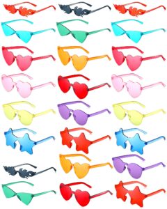 kanayu mixed style rimless sunglasses retro party favors eyewear for bachelor party photoshoot costume accessories(multicolor,24 pcs)