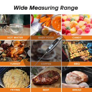 DOQAUS Digital Meat Thermometer, Instant Read Food Thermometer for Cooking Kitchen Candy with Super Long Probe for Turkey Water Grill Smoker Oil Deep Fry