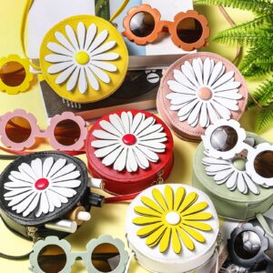 Paterr 12 Pcs Round Flower Sunglasses for Woman Daisy Flower Shaped Cute Princess Glasses Purse Set Outdoor Beach Women Gift(Daisy)