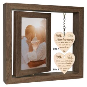 eyitupc 10 year anniversary picture frame gifts for wife, 10th wedding anniversary frame for her couples, display two 4x6 inch