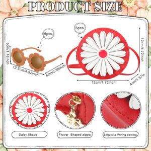 Paterr 12 Pcs Round Flower Sunglasses for Woman Daisy Flower Shaped Cute Princess Glasses Purse Set Outdoor Beach Women Gift(Daisy)