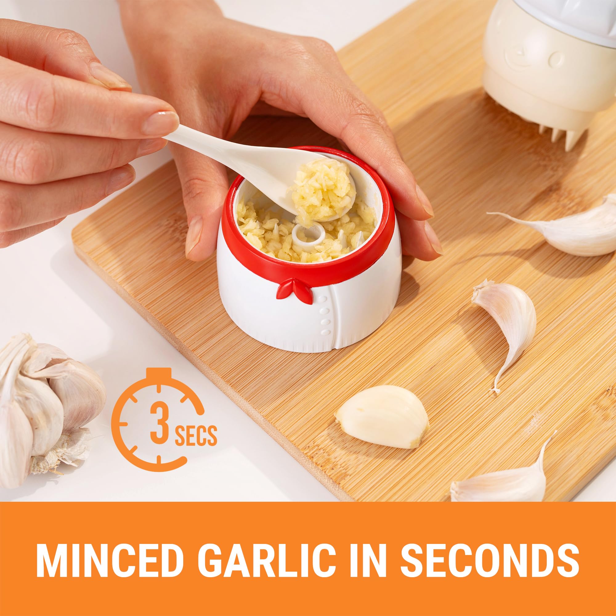 Sliq Garlic Crusher and Press with Peeler, Dishwasher Safe, BPA Free Garlic Smasher, Easy Garlic Mincer Tool, Multifunction Garlic Kitchen Gadget for Ginger, Herbs and Gifts