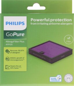 philips gopure allergyfilter plus afp120 replacement hepa filter for gp5212 air purifiers only, removes allergens, dust, pet dander