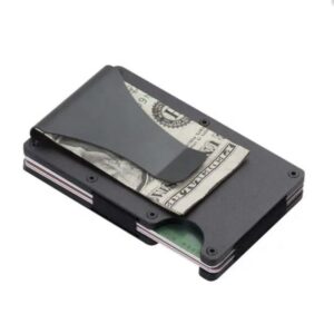 Bulk Pack of 5 Blank Slim Metal Wallets - Color: Black - Laser Engraving Wallets - Bulk Wallets - RFID Blocking