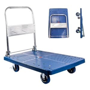 vaidpro push cart dolly 660lbs, moving flatbed cart folding platform truck swivel push heavy duty hand flat cart for loading, groceries, garage, warehouse