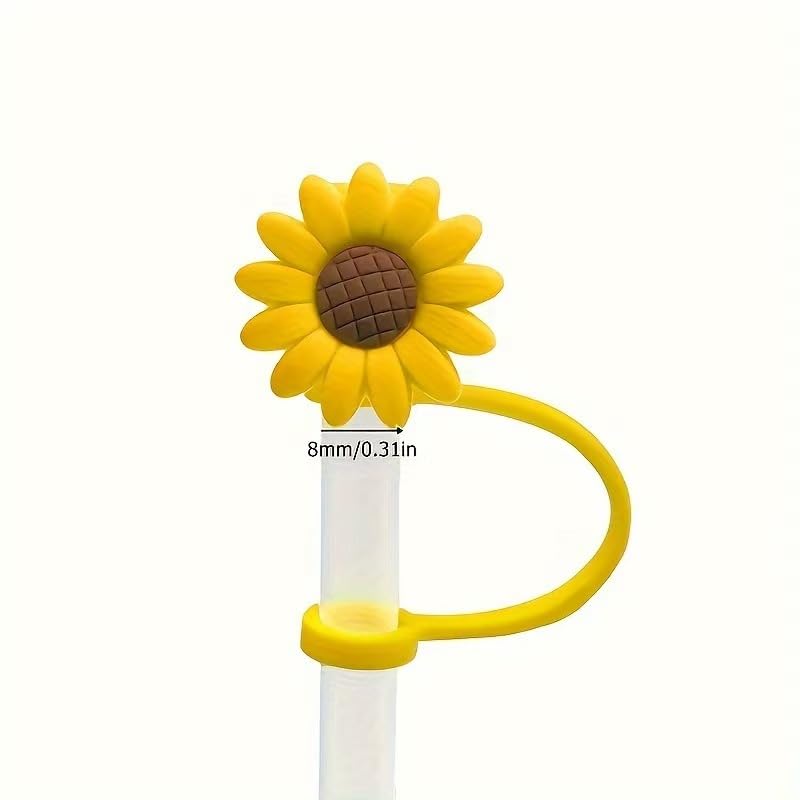 Sunflower Straw Plug Reusable Splash Proof Plugs Kitchen Tool Straw Tips Cover Silicone Cup Accessory Drinking Dust Cap Drinking Straw Dispensers