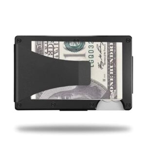 Bulk Pack of 5 Blank Slim Metal Wallets - Color: Black - Laser Engraving Wallets - Bulk Wallets - RFID Blocking