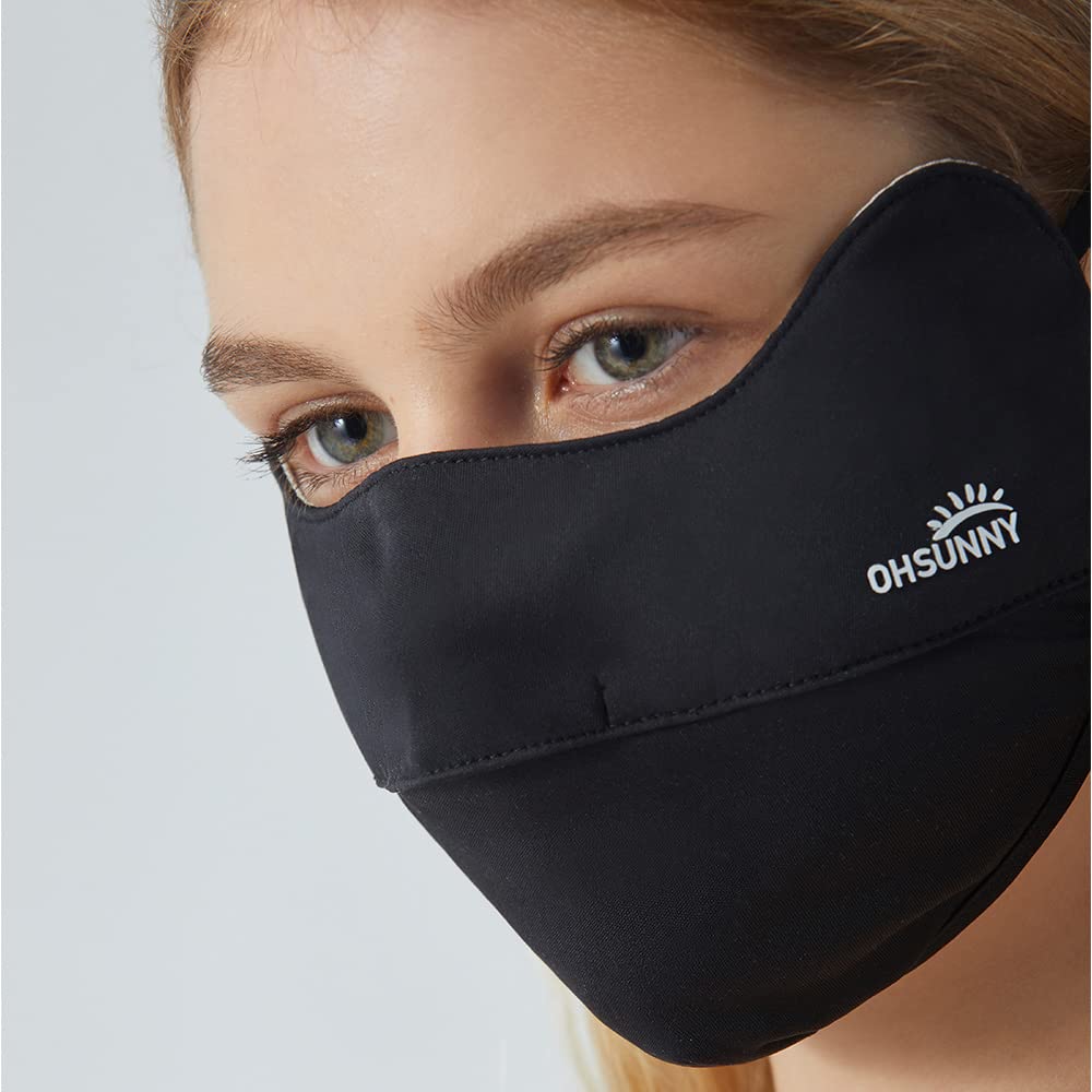 OHGOLF UV Face Cover UPF 50+ Women Breathable Face Covering Protection Sunscreen Mask SLN3M072D Black Classic