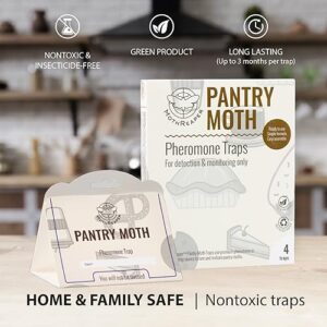 Pantry Moth Glue Traps for House Pantry, Pantry Moth Traps for Food and Cupboard Moths, Pantry Moth Trap 4-Pack, Pantry Moth Traps with Pheromones Premium Indian Meal Moth Traps for Kitchen