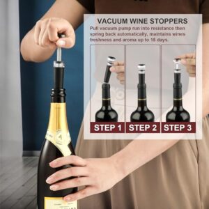 STEETURE Wine Aerator Pourer Spout and Wine Stopper Vacuum Pump, Wine Decanter with Aerator Improved Flavor Enhanced Bouquet Bubbles, Wine Gift Accessories Bottle Corks Saver Sealer No Drip No Spill