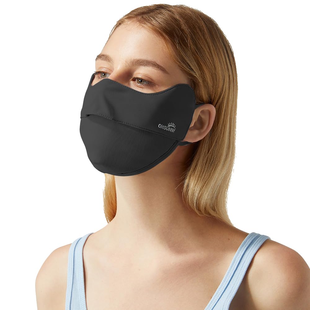 OHGOLF UV Face Cover UPF 50+ Women Breathable Face Covering Protection Sunscreen Mask SLN3M072D Black Classic