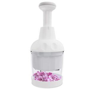 food chopper, vegetable chopper, onion chopper, garlic chopper hand chopper for vegetables, handheld veggie chopper, nut chopper, chopper vegetable cutter, dishwasher-safe, white.