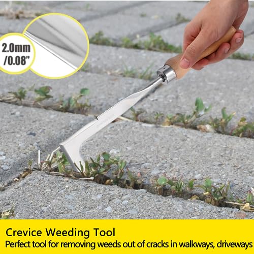 3 Pack Weed Puller Tool, Manual Hand Weeder Paver, Crack Weeder, Stainless Steel Crevice Weeding Digger Tool, Paving Brick Moss Removal, L-Shape Gardening Crack Sickle for, Lawn Edger and Driveway