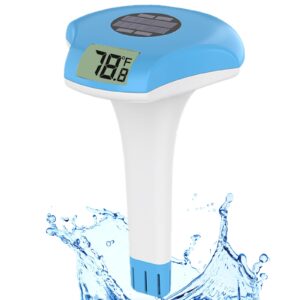 hofun digital pool thermometer floating easy read, ipx-8 waterproof, solar powered digital temperature gauge for swimming pools, spa, hot tubs, aquarium