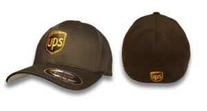 ups embroidered front & back fitted flexfit brown baseball cap hat (large-xlarge)