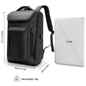 HOMIEE Business Smart Backpack Waterproof, Slim Durable Carry on Backpack 15.6 Inch Travel Laptop Backpack with USB Charging Port, Black