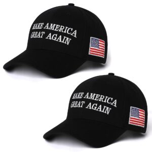 maga hat trump 2024,embroidered make america great again donald trump slogan hat and american flag adjustable baseball cap (2pcs black maga and flag)