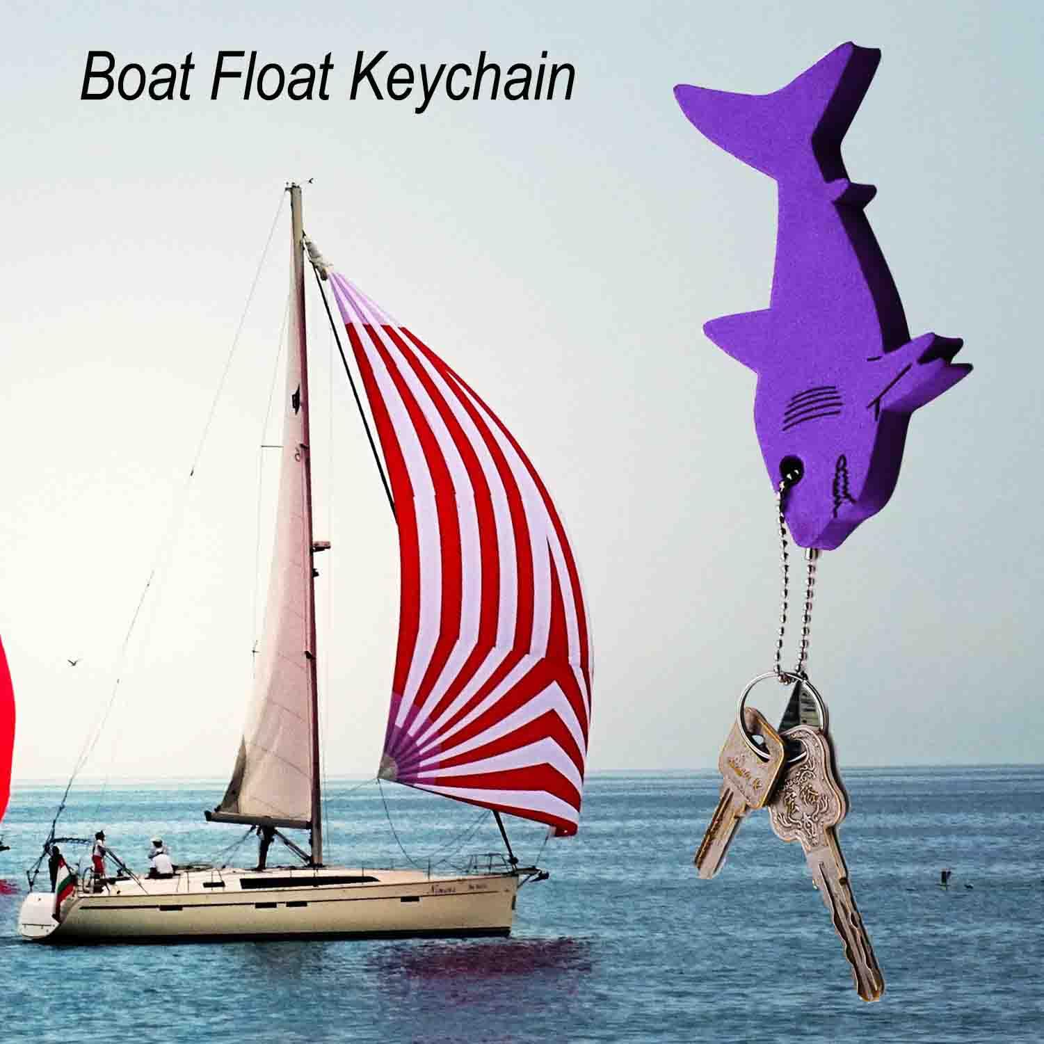 Liangery Floating Keychain for Boat Keys Marine Fishing Float Key Chain in Shark Style Floating Key Ring with Great Buoyance