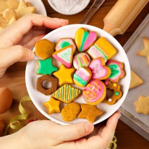 30Pcs Mini Cookie Cutter Set with Box, Small Stainless Steel Veggie Cutters, Polymer Clay Cutters for Kids, Geometric Set for Biscuit Cutter, Tiny Fruit Cutter