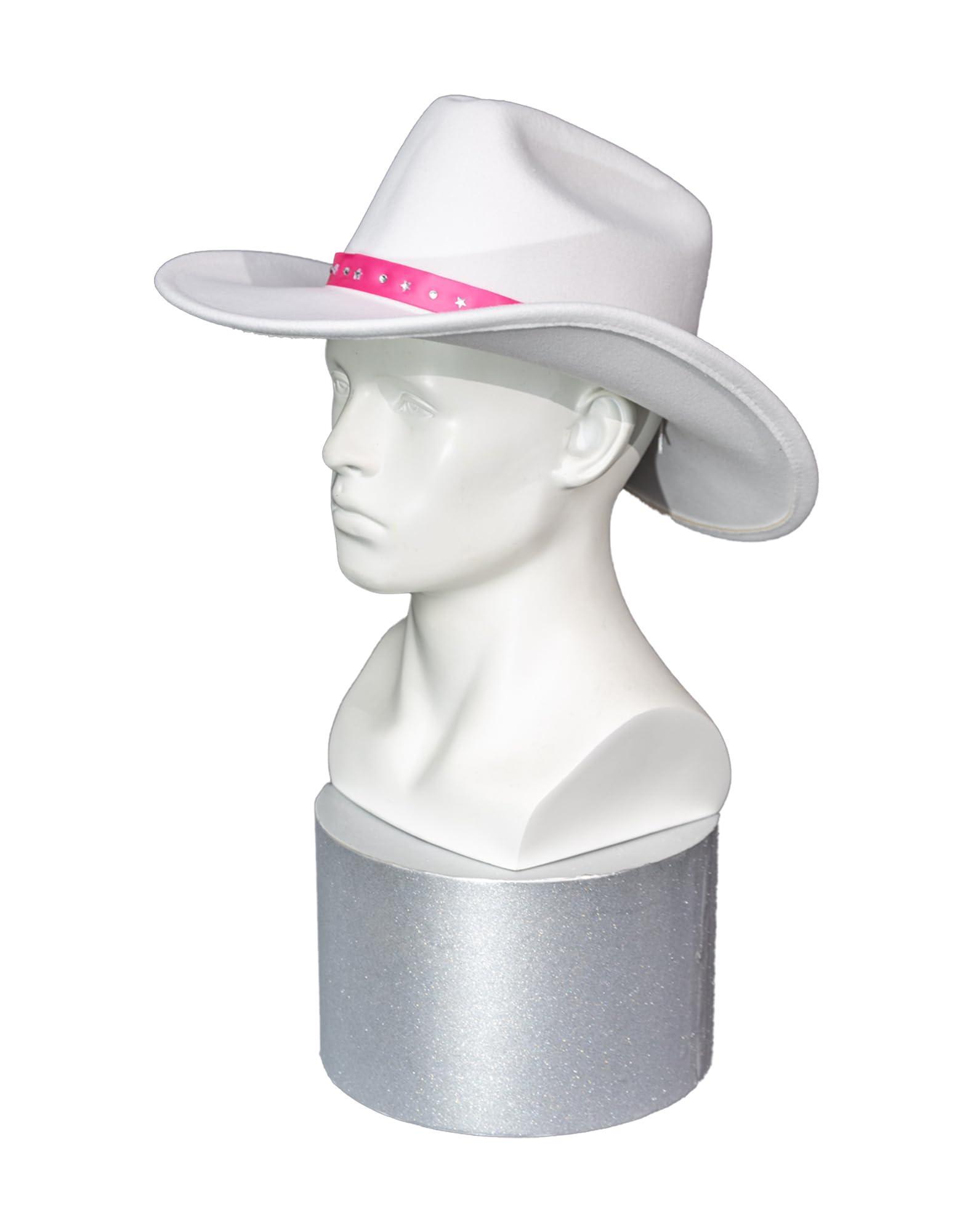 DAYONESHOP White Cowboy Hat Rhinestone Star Pink Cowgirl Hat Costume Accessories Party Favors Disco Women Men 2023