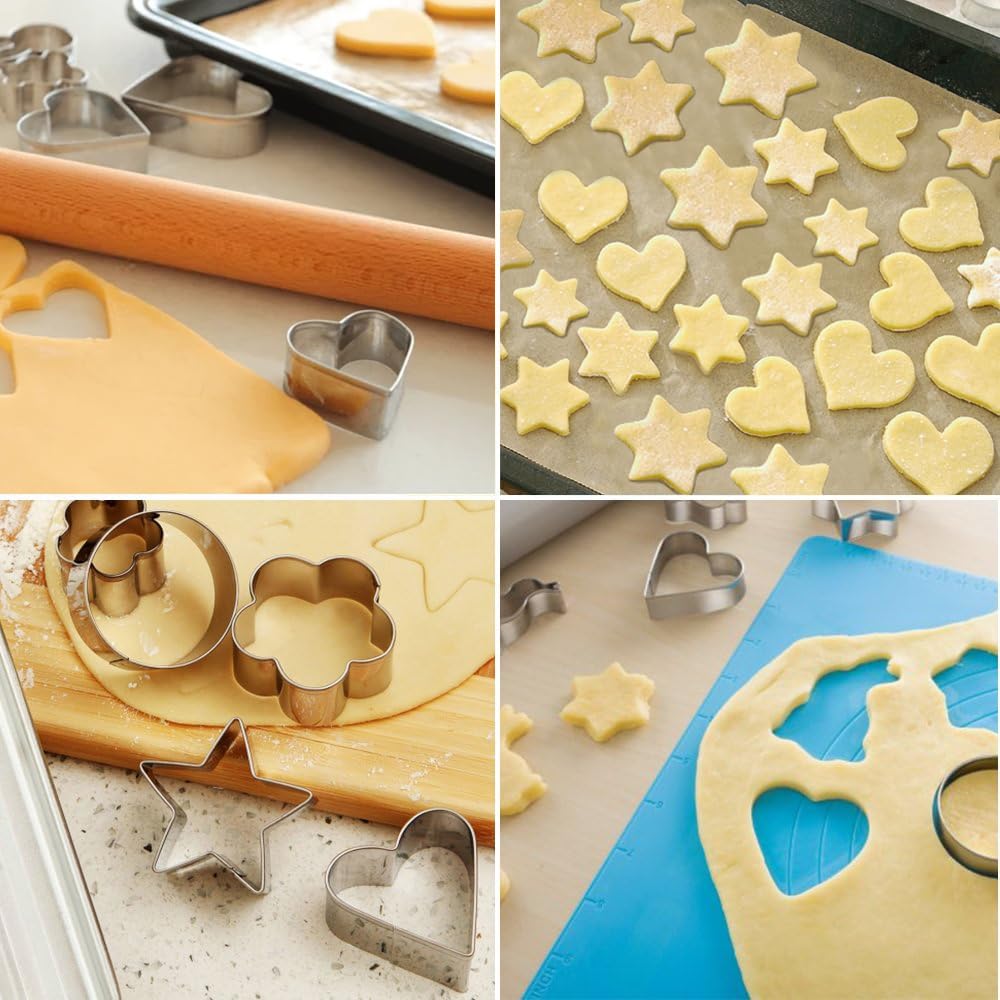 30Pcs Mini Cookie Cutter Set with Box, Small Stainless Steel Veggie Cutters, Polymer Clay Cutters for Kids, Geometric Set for Biscuit Cutter, Tiny Fruit Cutter