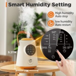 OJEPPA Humidifiers for Bedroom, 2.5L Ultrasonic Cool Mist Humidifiers for Baby Home Office Nursery & Plants, Top Fill Air Humidifier, Super Silent Sleep Mode，Auto Shut-Off (Smart Humidity Setting)