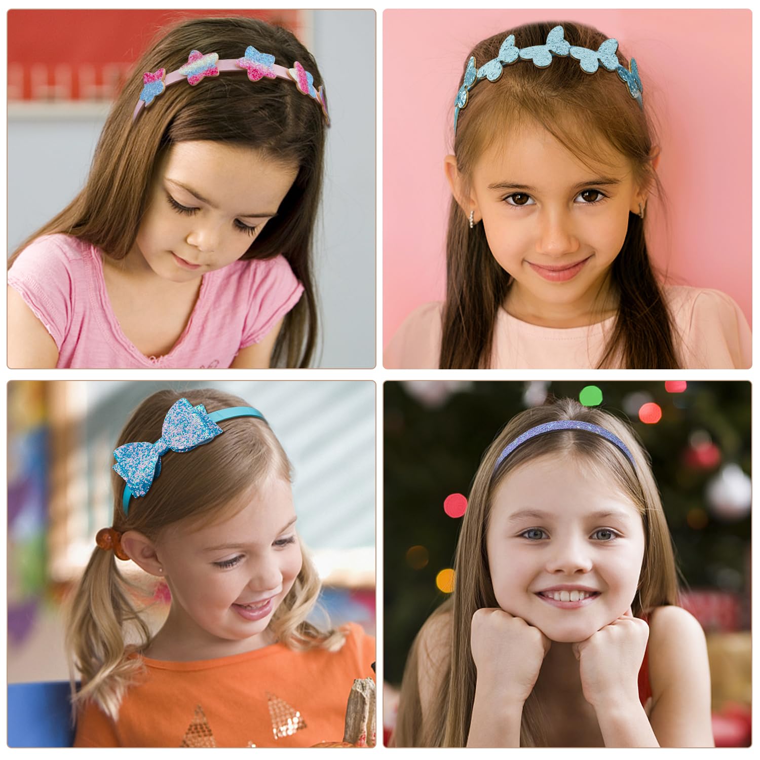 Deoot Headbands for Girls Glitter Flower Butterfly Bow Mermaid Headbands for Little Girls Toddler Hair Accessories