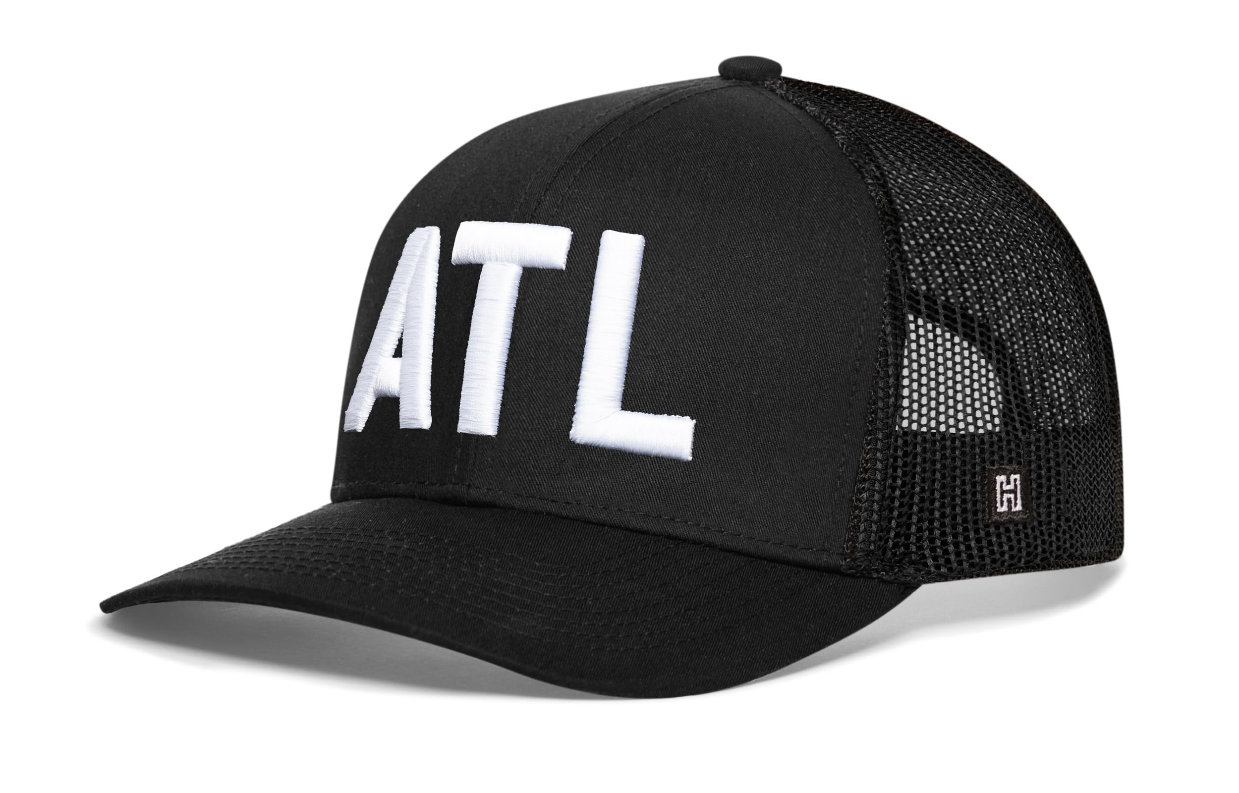 HAKA Atlanta Hat – ATL Trucker Hat for Men & Women, Adjustable Baseball Cap, Mesh Snapback, Outdoor Golf Hat, Dir Emb - Black