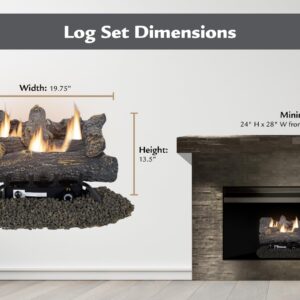 Pleasant Hearth 18-in Southern Oak Vent Free Gas Set 30,000 BTU's, Brown and Charred Logs