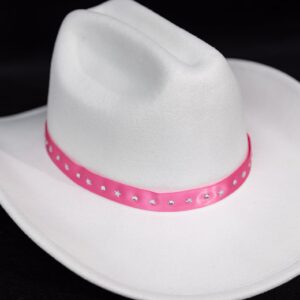 DAYONESHOP White Cowboy Hat Rhinestone Star Pink Cowgirl Hat Costume Accessories Party Favors Disco Women Men 2023