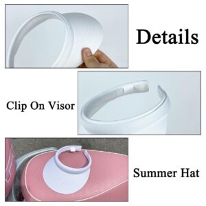 Sports Sun Visor Hat Adjustable UV Protection Visors Summer Wide Brim Clip On Hats Outdoor Golf Beach Tennis Hiking Slip-On Cap Women Men (White)